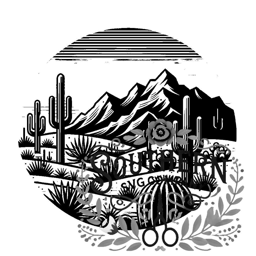 Desert Landscape SVG Bundle Digital Download - Cactus Mountains and ...