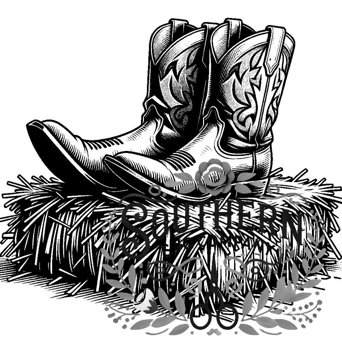 SVG Hay Bale Boots Bundle - Farmhouse Digital Files for Crafts, DIY ...