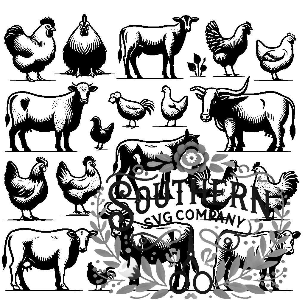 Farm Animals SVG Bundle - Digital Download for Crafting and Farmhouse ...