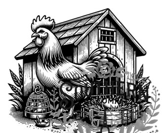 Chicken in Vintage Style SVG Bundle - Etsy