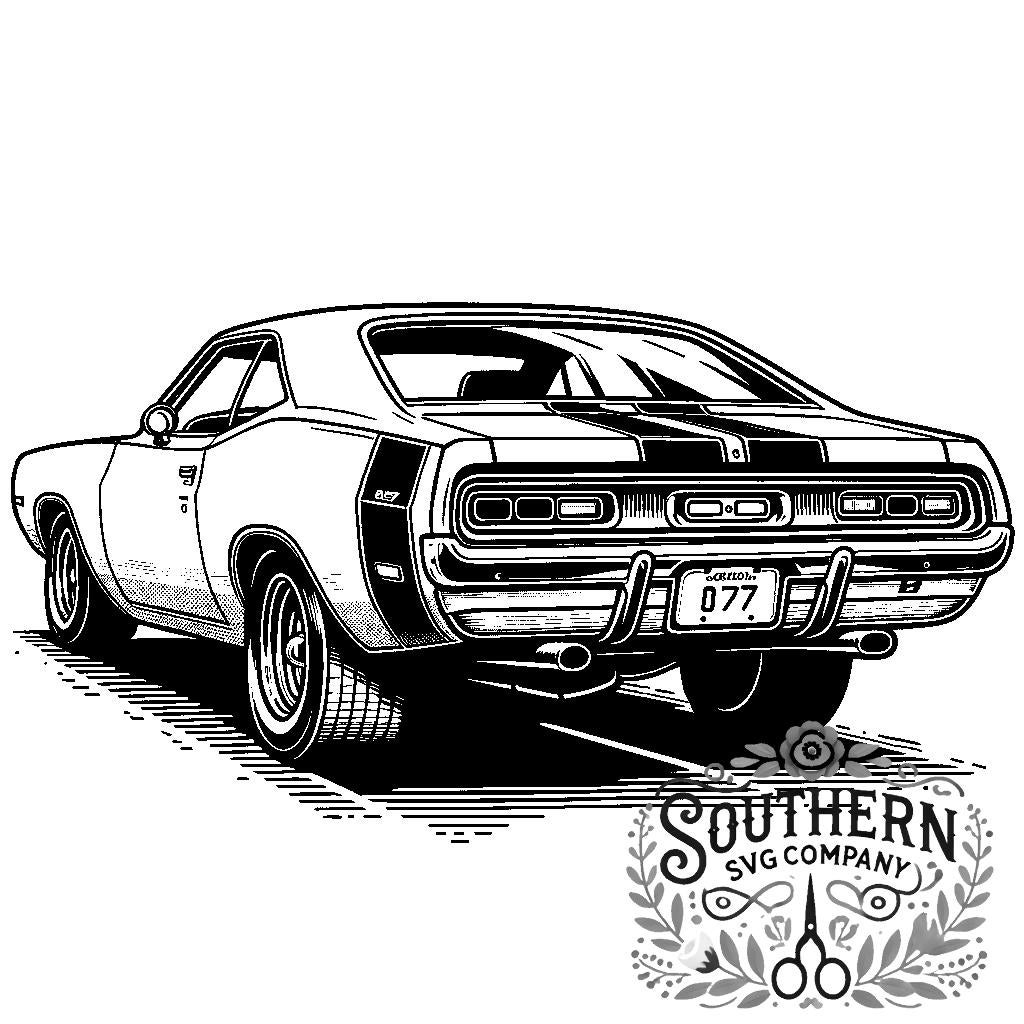 Minimalist Old School Muscle Car SVG Bundle - Line Art Style for ...