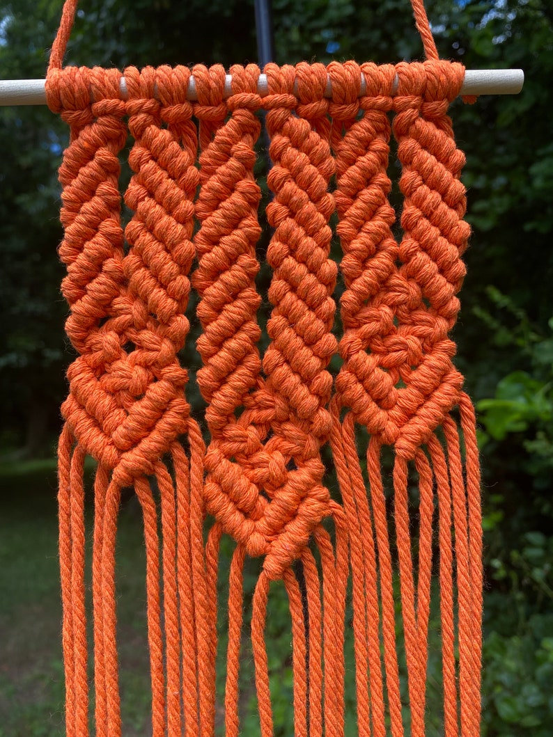 Orange Macrame Wall Hanging Modern Boho Decor Home Decor Handmade Wall ...