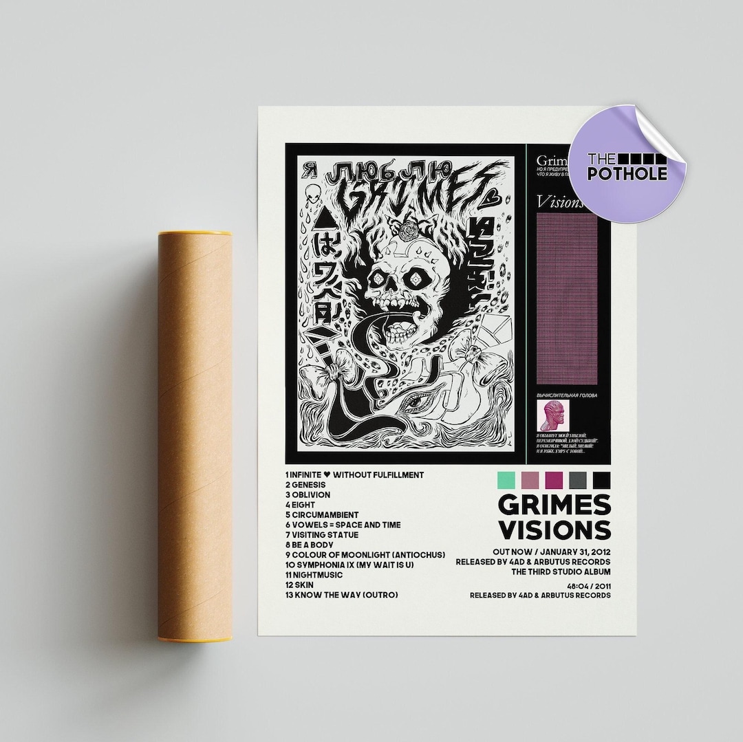 Grimes Poster / Visions Poster / Grimes, Visions / Album Cover Poster ...