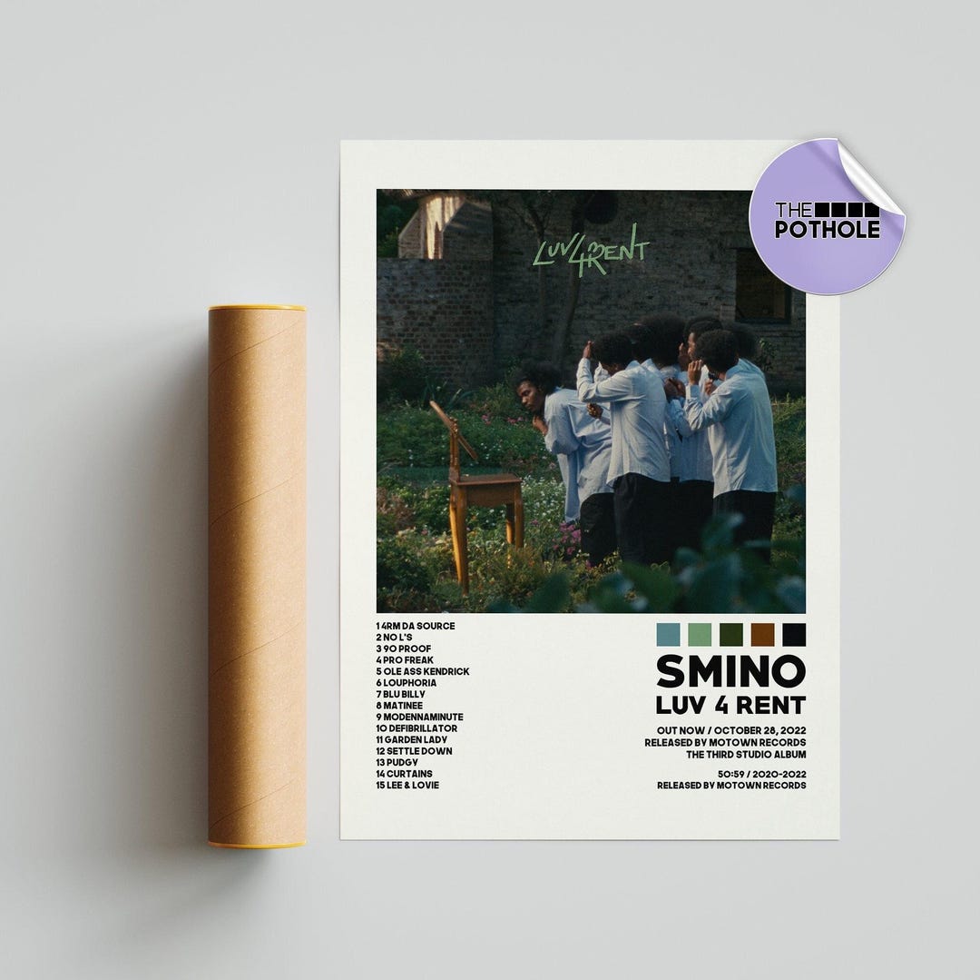 Smino Posters / Luv 4 Rent Poster, Tracklist Album Cover Poster, Print ...