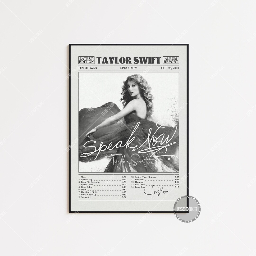 Taylor Swift Retro Newspaper Print, Speak Now Poster, Taylor Swift ...