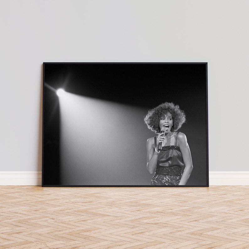 Whitney Houston Posters / Whitney Houston Black and White Wall Art ...