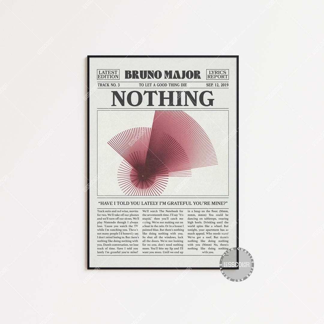 Bruno Major Newspaper Print, Nothing Poster, Nothing Lyrics Print ...