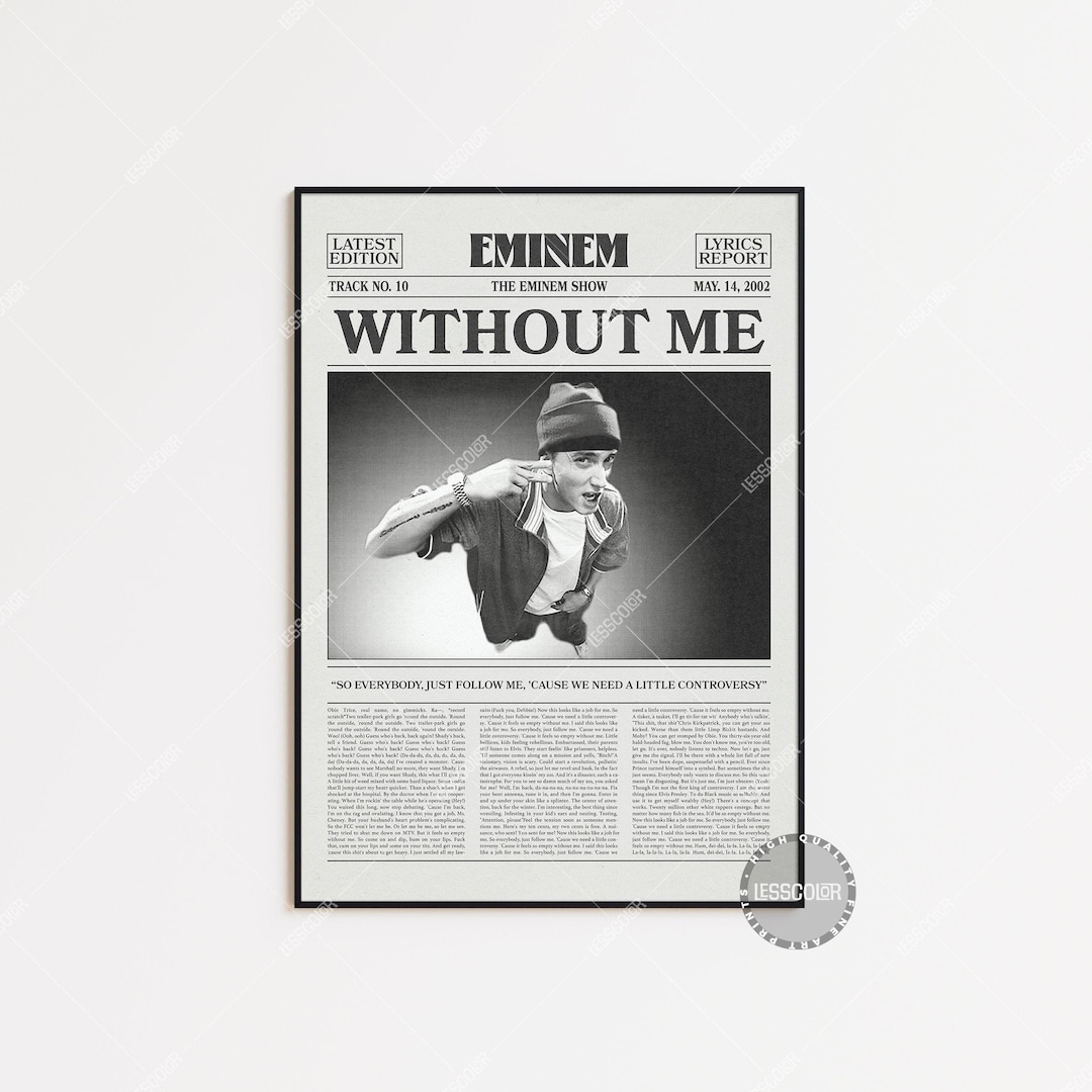 Eminem Retro Newspaper Print, Without Me Poster, Without Me Print ...