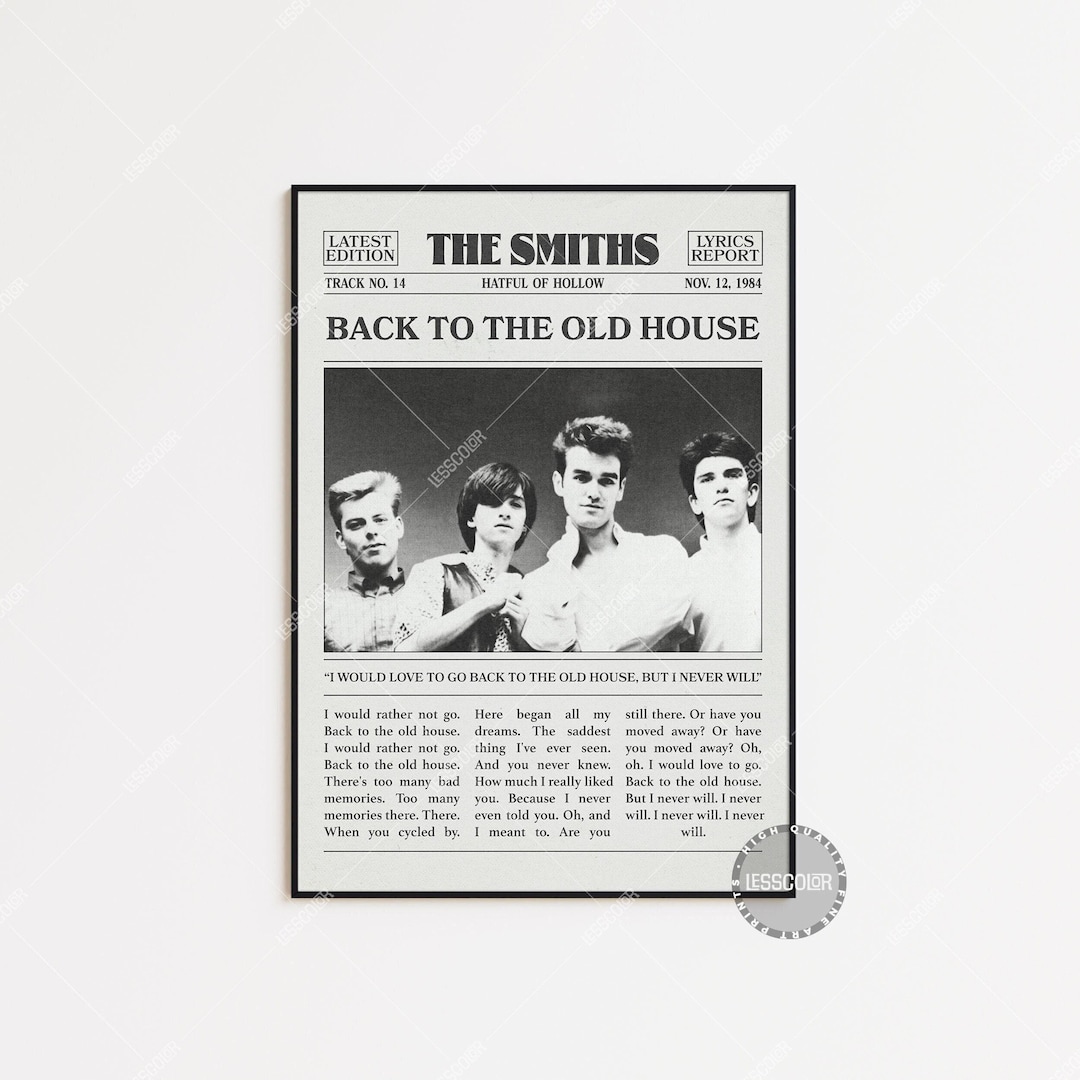 The Smiths Retro Newspaper Print, Back to the Old House Poster, Back to ...