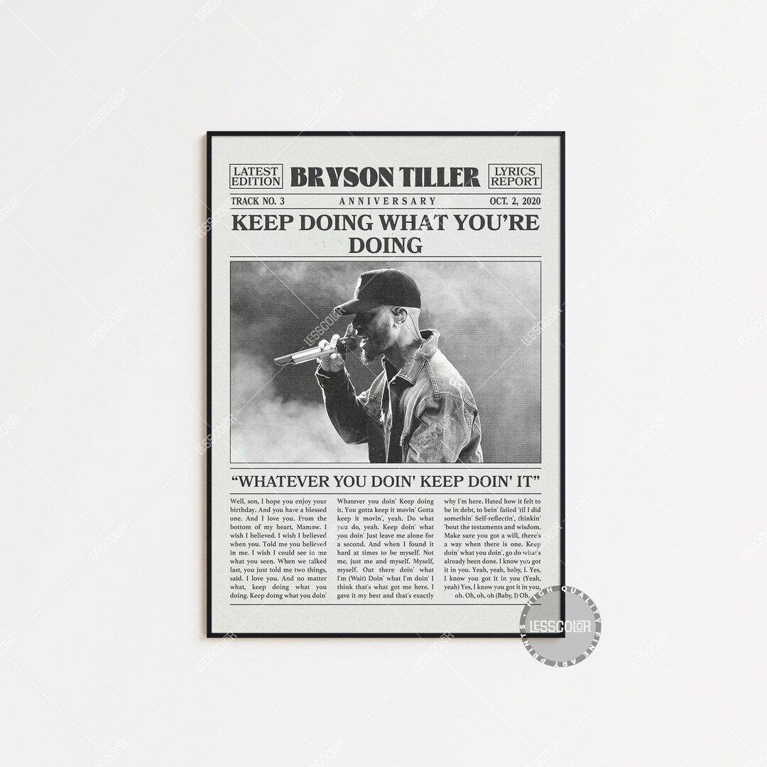 Bryson Tiller Newspaper Print, Aniveserry Poster, Aniveserry Lyrics ...