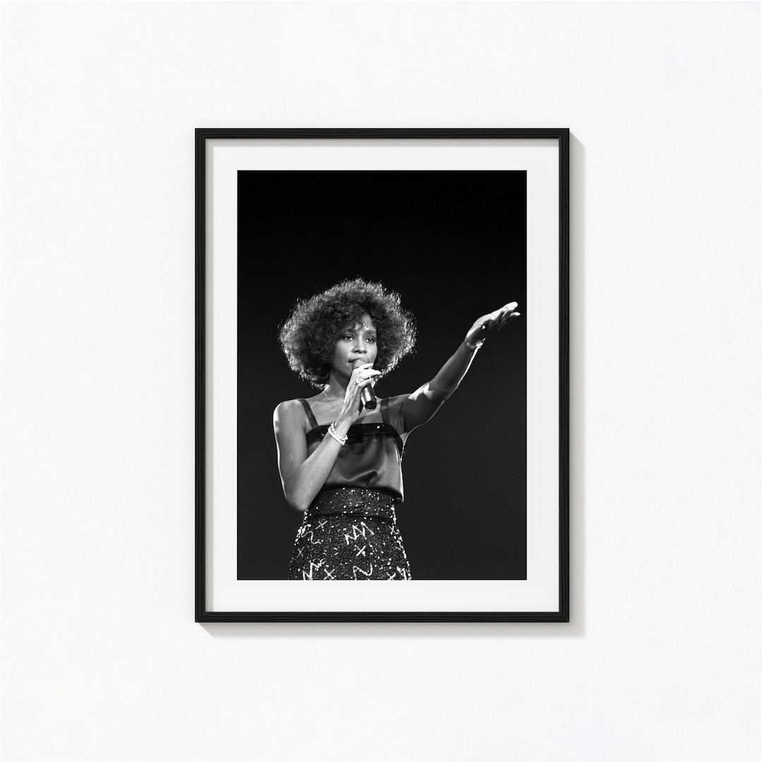Whitney Houston Posters / Whitney Houston Black and White Wall Art ...