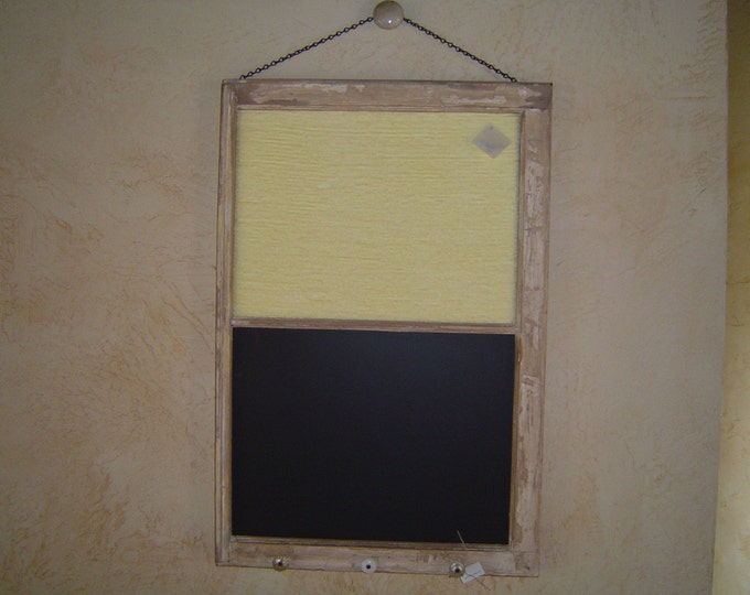 Antique Vintage Blackboard and Fabric Pinboard With Clear and White ...