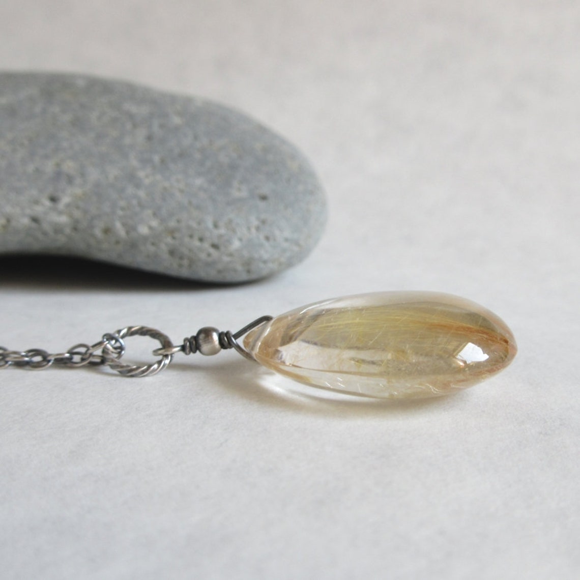 Rutilated Quartz Necklace Golden Rutilated Quartz Pendant - Etsy