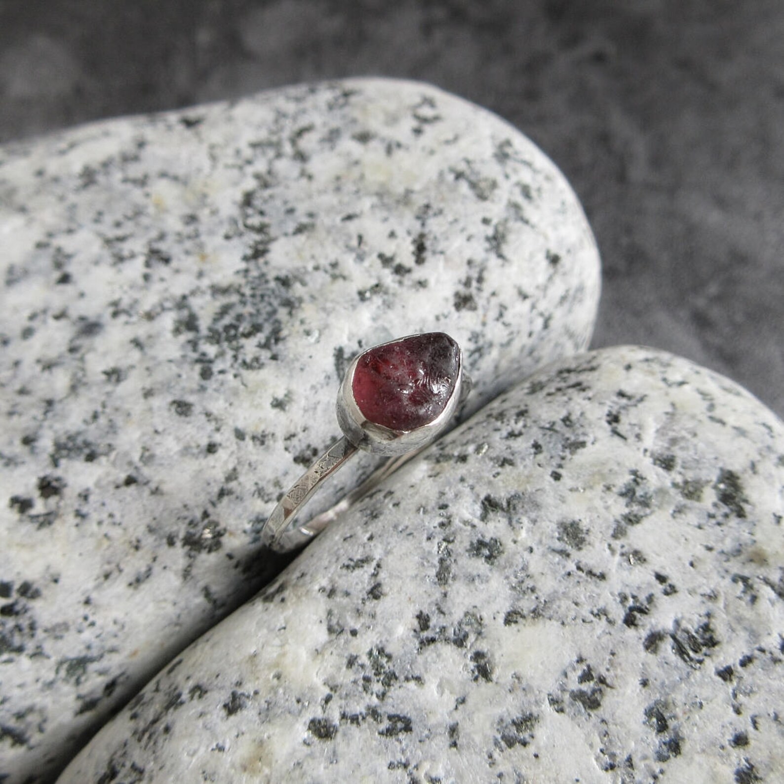 Raw Tourmaline Ring, Sterling Silver, Rough Pink Tourmaline, Natural ...