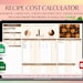 Recipe Costing Calculator for Cooking Baking Profit Template for ...