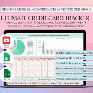Credit Card Tracker Spreadsheet: Excel & Google Sheets (digital ...