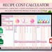 Recipe Cost Calculator Template for Baking Cupcakes and Desserts Pastry ...