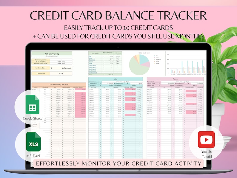 Credit Card Tracker Spreadsheet Payment Balance Excel Template Debt ...