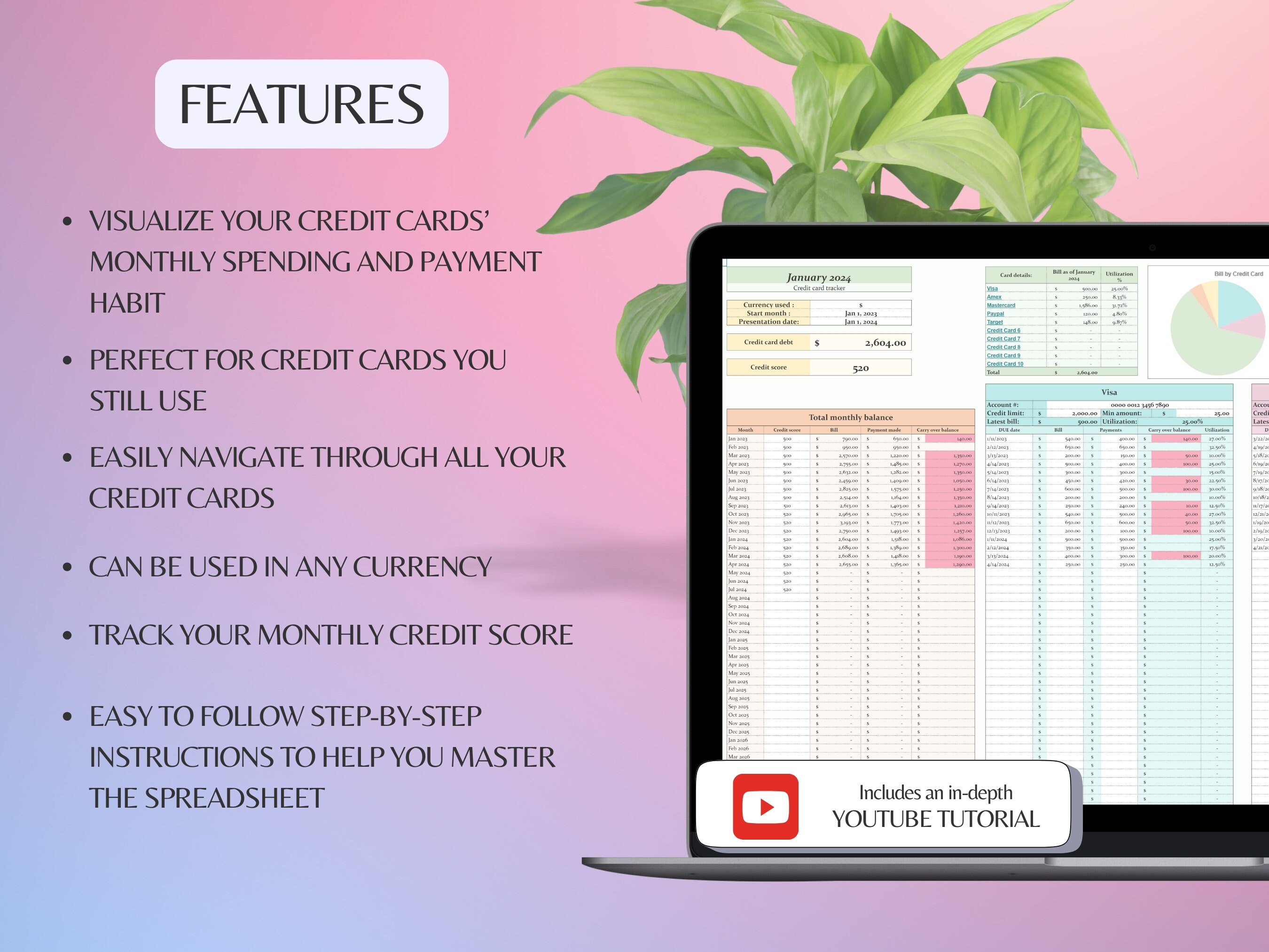 Credit Card Tracker Spreadsheet Payment Balance Excel Template Debt ...