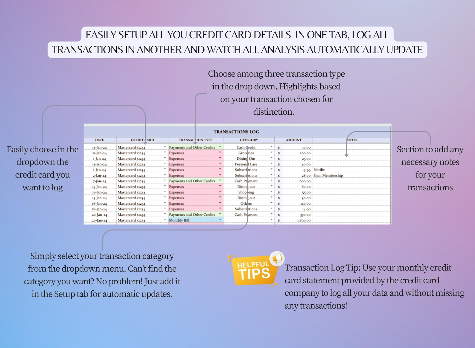 Ultimate Credit Card Tracker Spreadsheet Excel Template to Manage ...