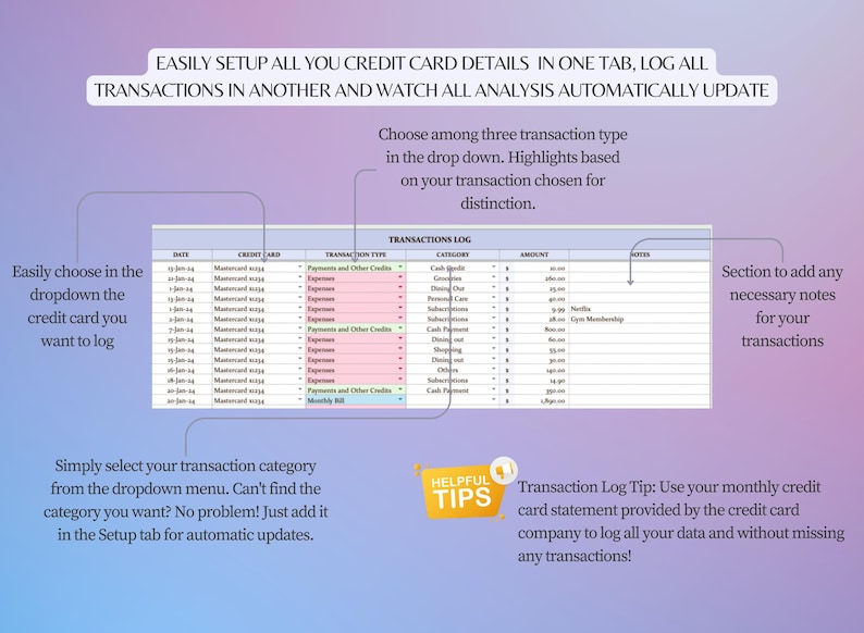Plantilla de Excel de hoja de cálculo de seguimiento de tarjetas de ...