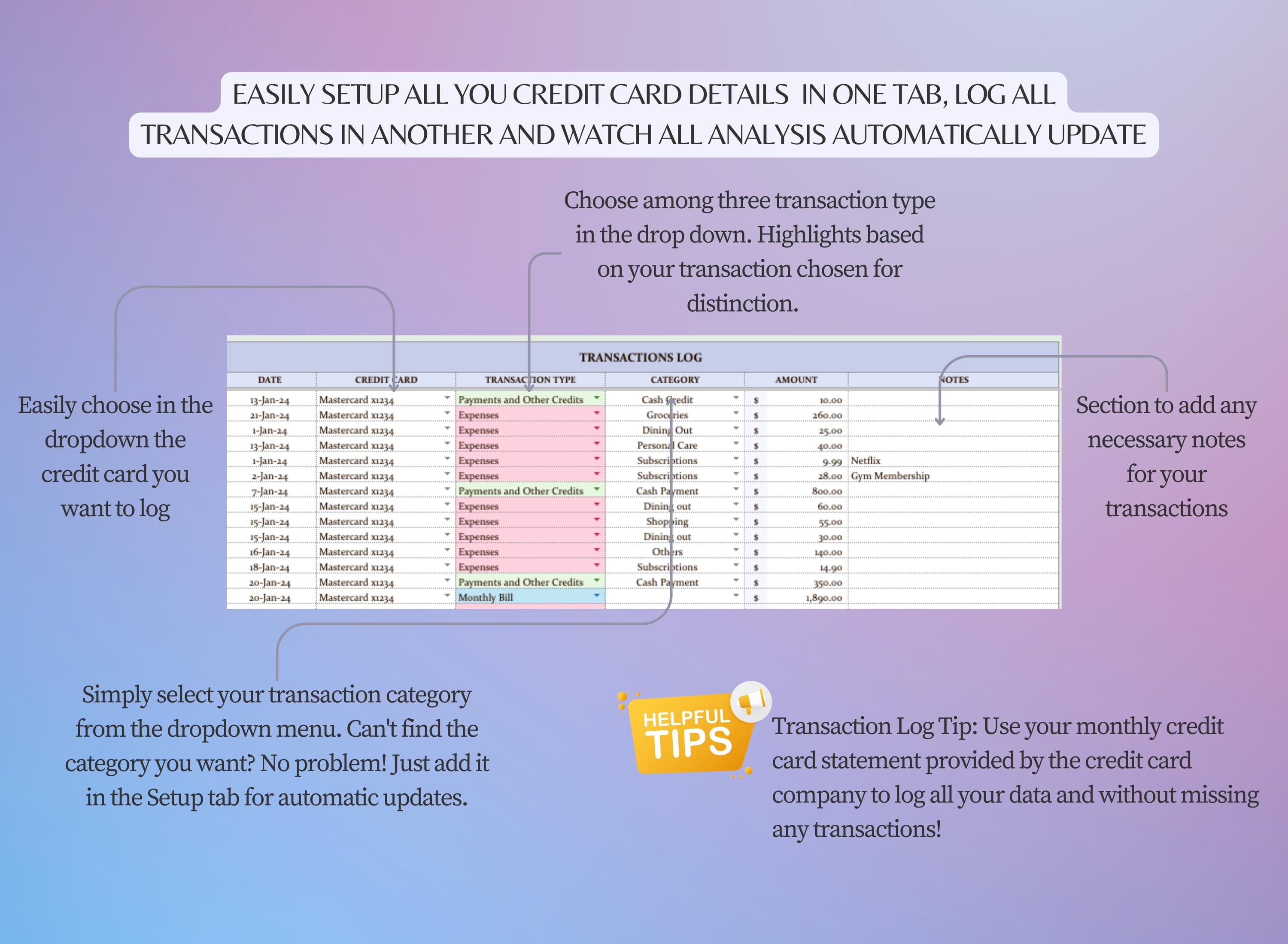 Ultimate Credit Card Tracker Spreadsheet Excel Template to Manage ...