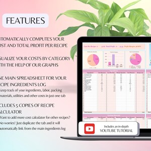 Recipe Cost Calculator Template for Baking Cupcakes and Desserts Pastry ...