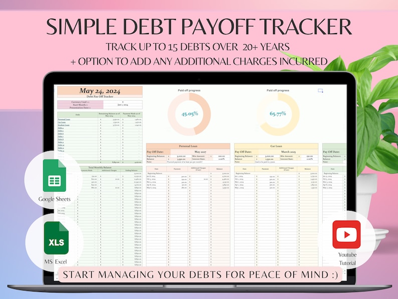 Simple Debt Pay off Tracker Spreadsheet Template for Debt Payment Chart ...