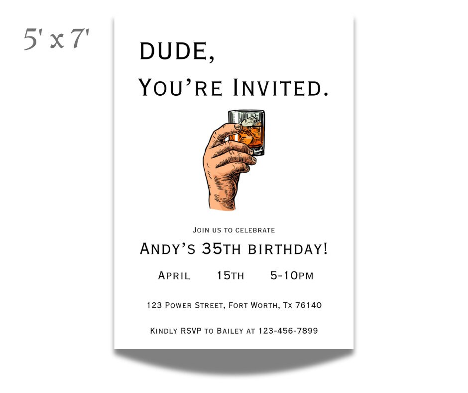Editable Whiskey Themed Birthday Invitation 35th Birthday Invite