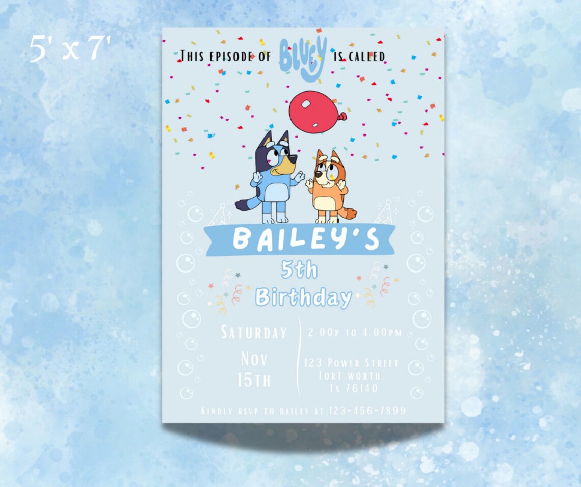 Editable Bluey Theme Birthday Invitation - Etsy