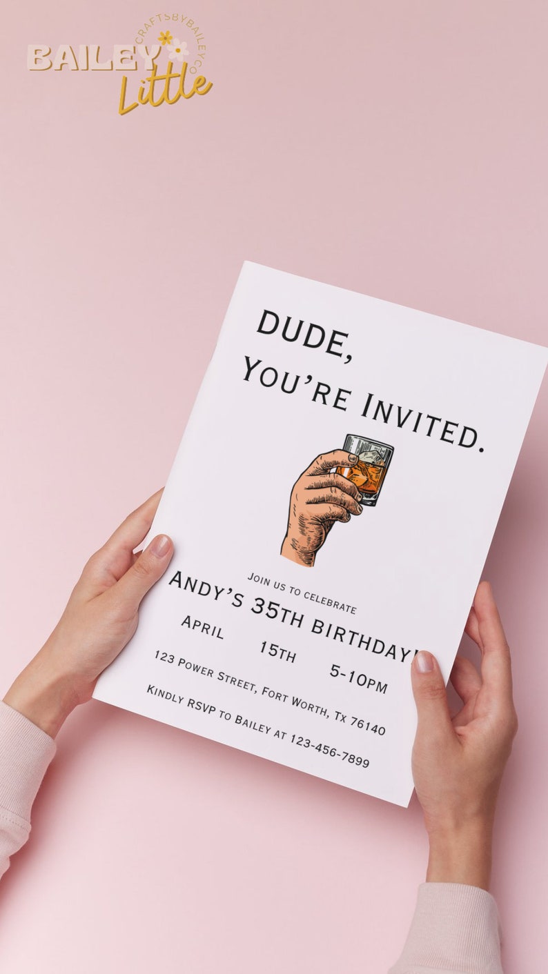 Editable Whiskey Themed Birthday Invitation 35th Birthday Invite