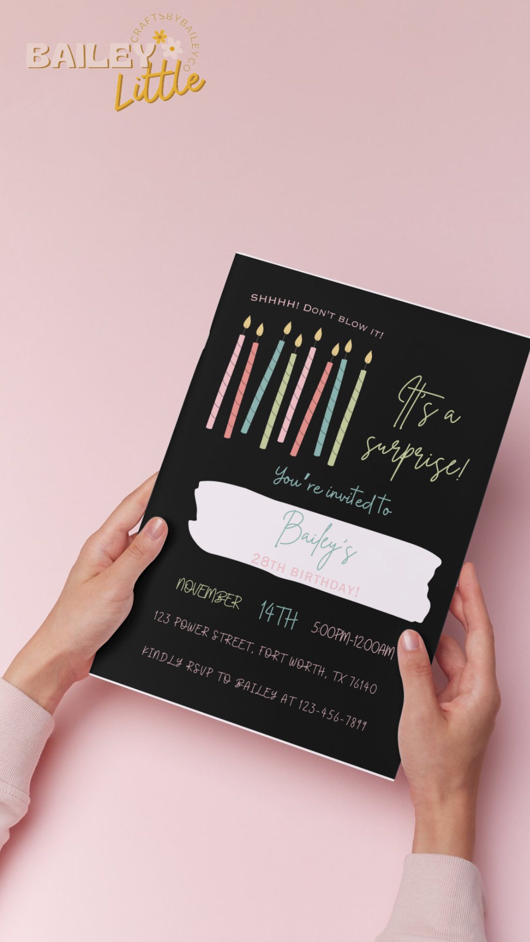 Editable, Surprise Themed Birthday Invitation, 28th Birthday Invite ...