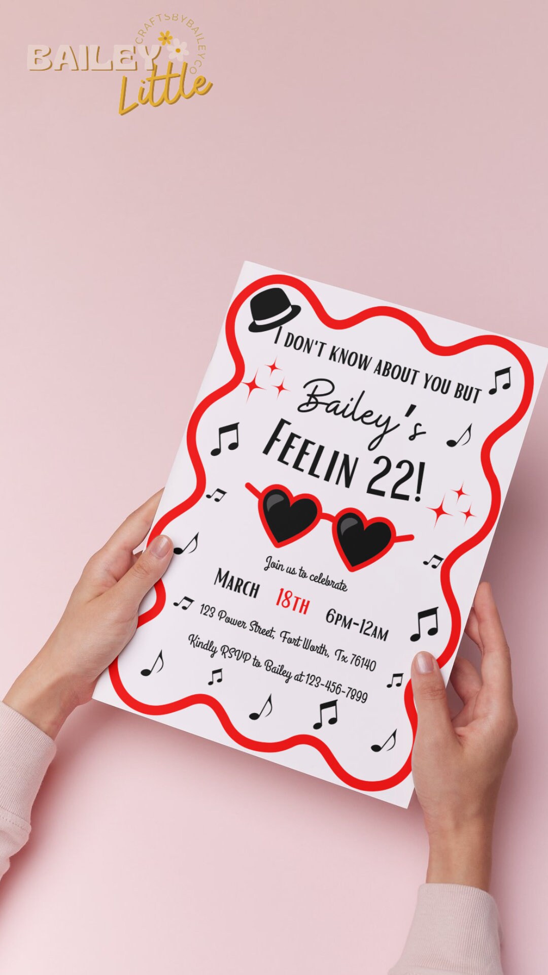 Editable, Feeling 22 Themed Birthday Invitation, 22 Birthday Invite ...