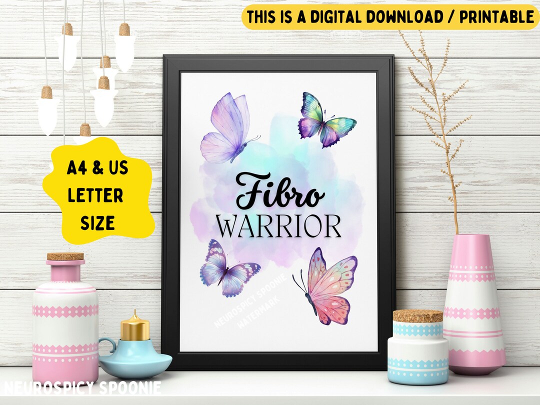 Fibro Warrior Print, Fibromyalgia Art Work, Chronic Pain Printable ...
