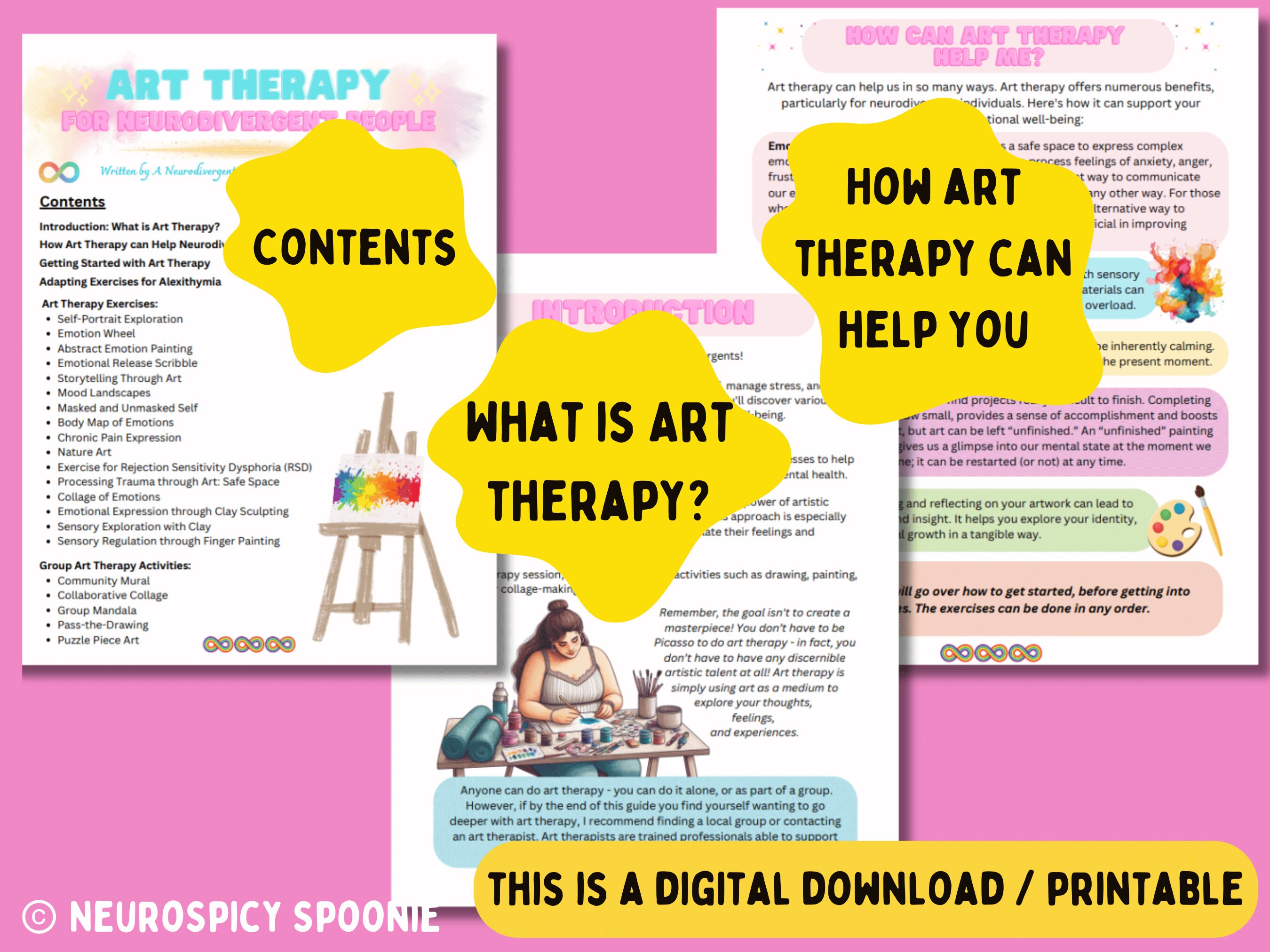 A Guide to Art Therapy for Neurodivergents, Therapeutic Art Printable ...