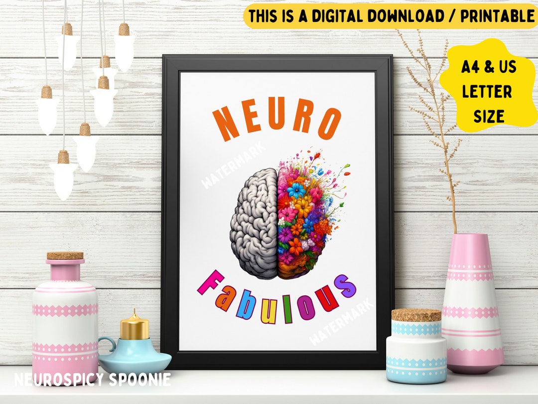 Neuro Fabulous Wall Art, Neurodivergent Print, ND Brain Poster ...