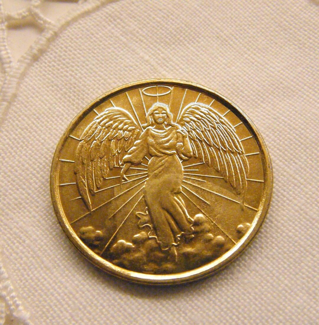 Vintage Guardian Angel Pocket Medal Token Divine Protection and ...