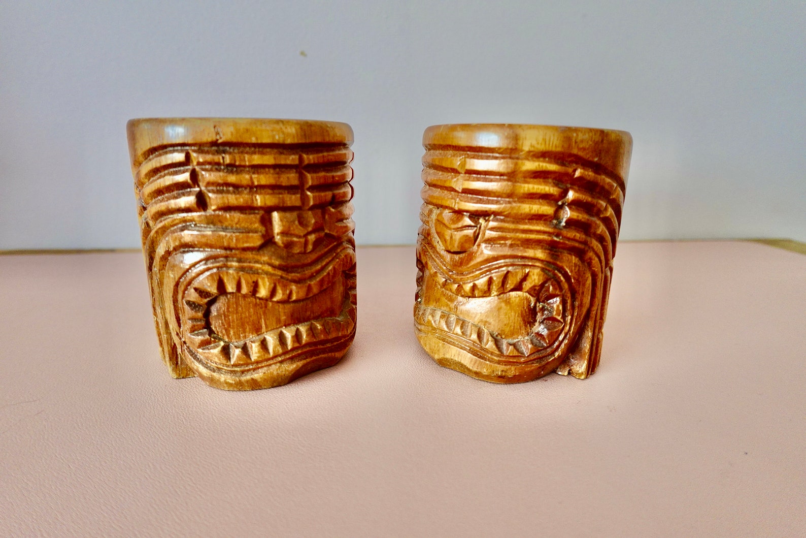 Vintage Collectible Pair of Handcarved Hawaiian Tiki Mug - Etsy