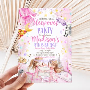 Editable Slumber Party Birthday Invitation: Sleepover Pajama Party ...