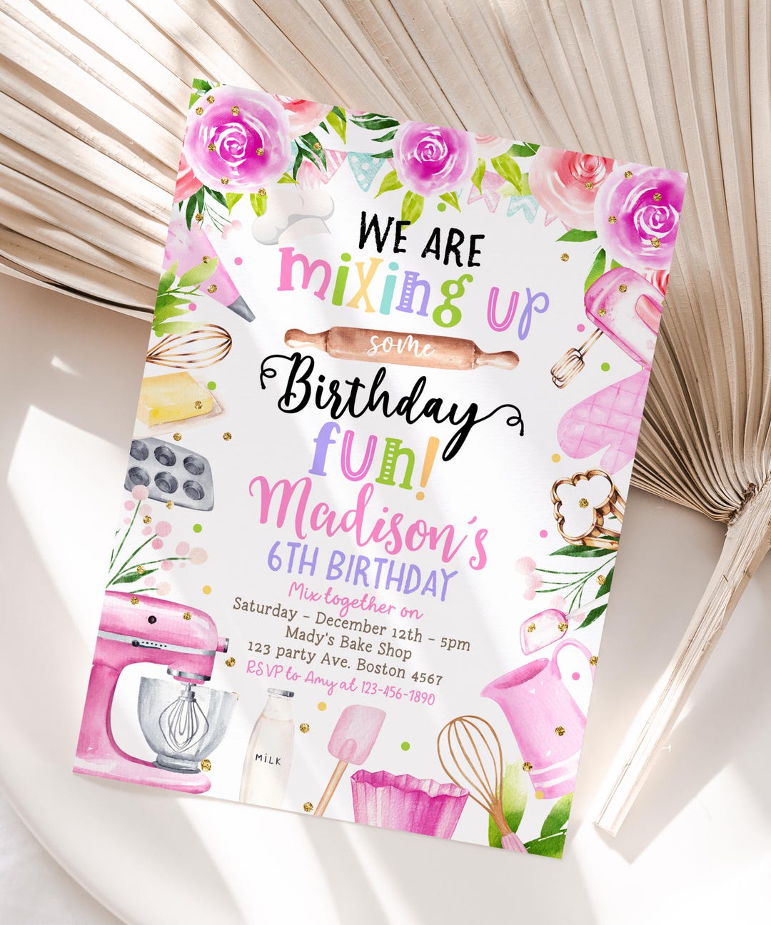 Editable Baking Birthday Invitation, Bakery Birthday Party Invitation ...