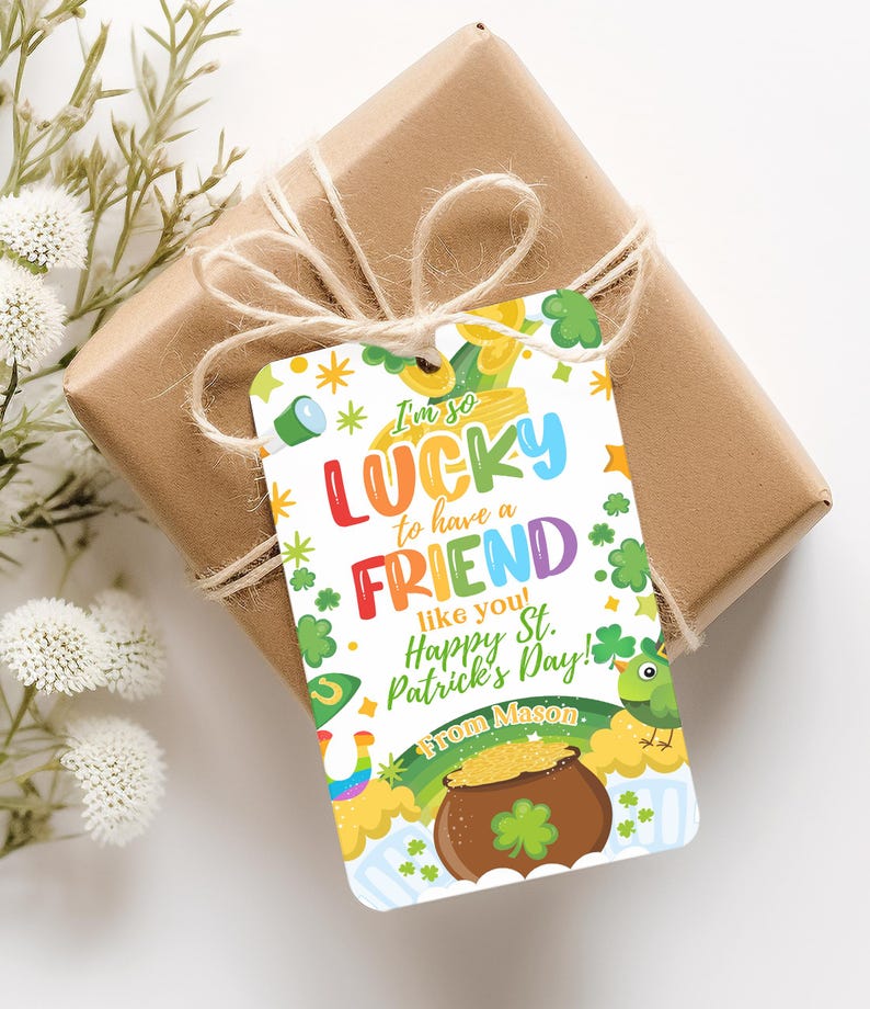 Editable St. Patrick's Day Friend Gift Tag Template, I'm so Lucky to ...