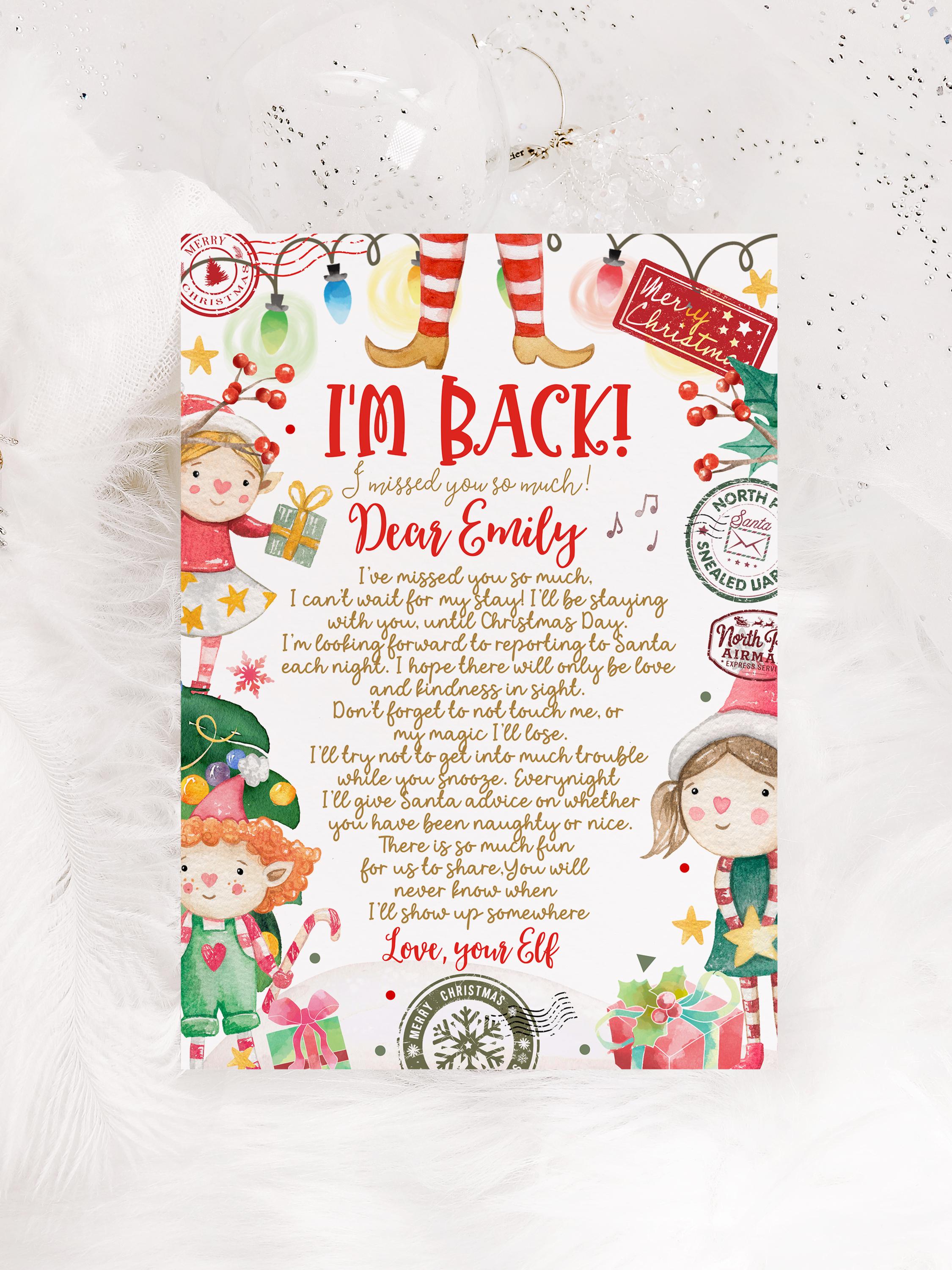 Elf Arrival Letter Elf Return Letter, Christmas Elf Welcome Letter Elf ...