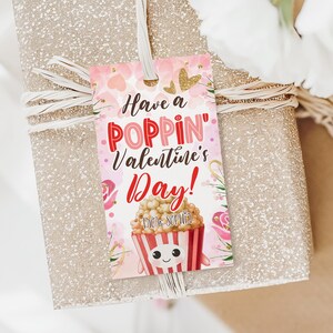 Popcorn Valentines Day Gift Tags, Kids Valentines Gift Tags, Valentines ...