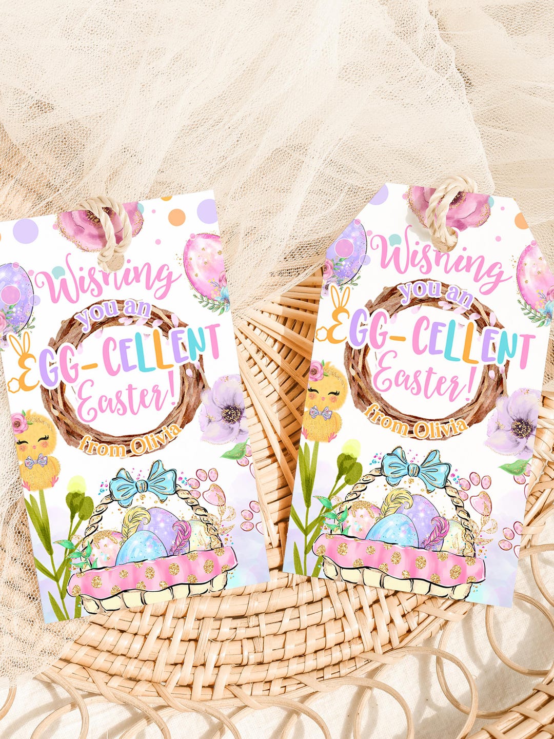 Editable Happy Easter Gift for Friend Tags, Wishing You an Egg-cellent ...