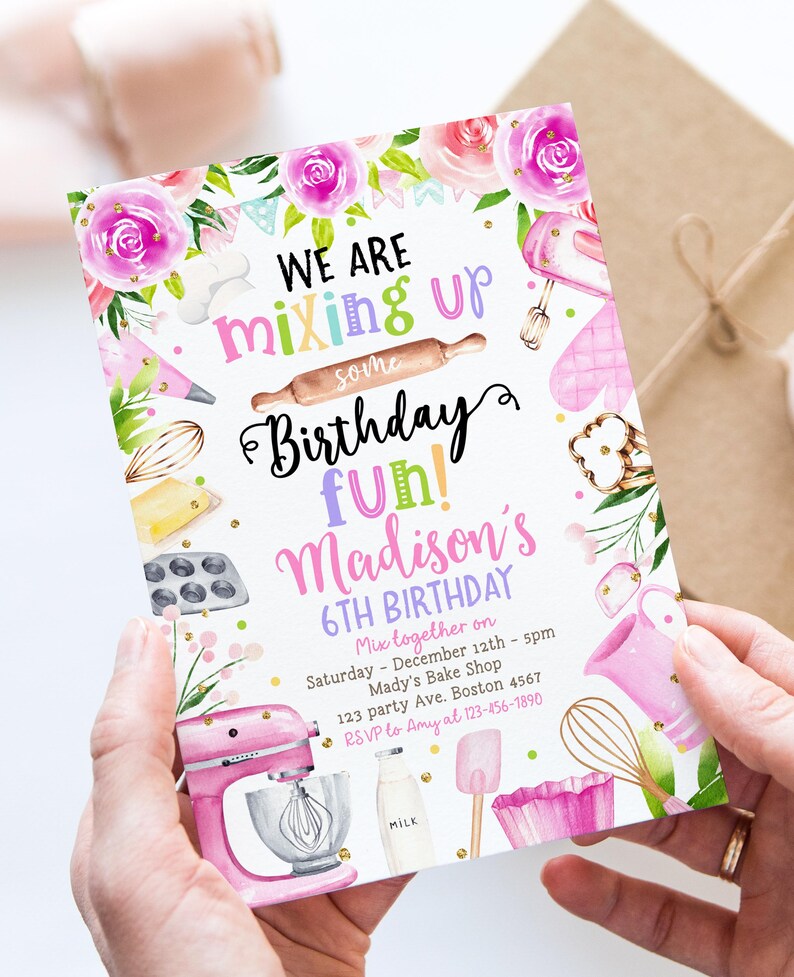 Editable Baking Birthday Invitation: Kitchen Party Invite (digital ...