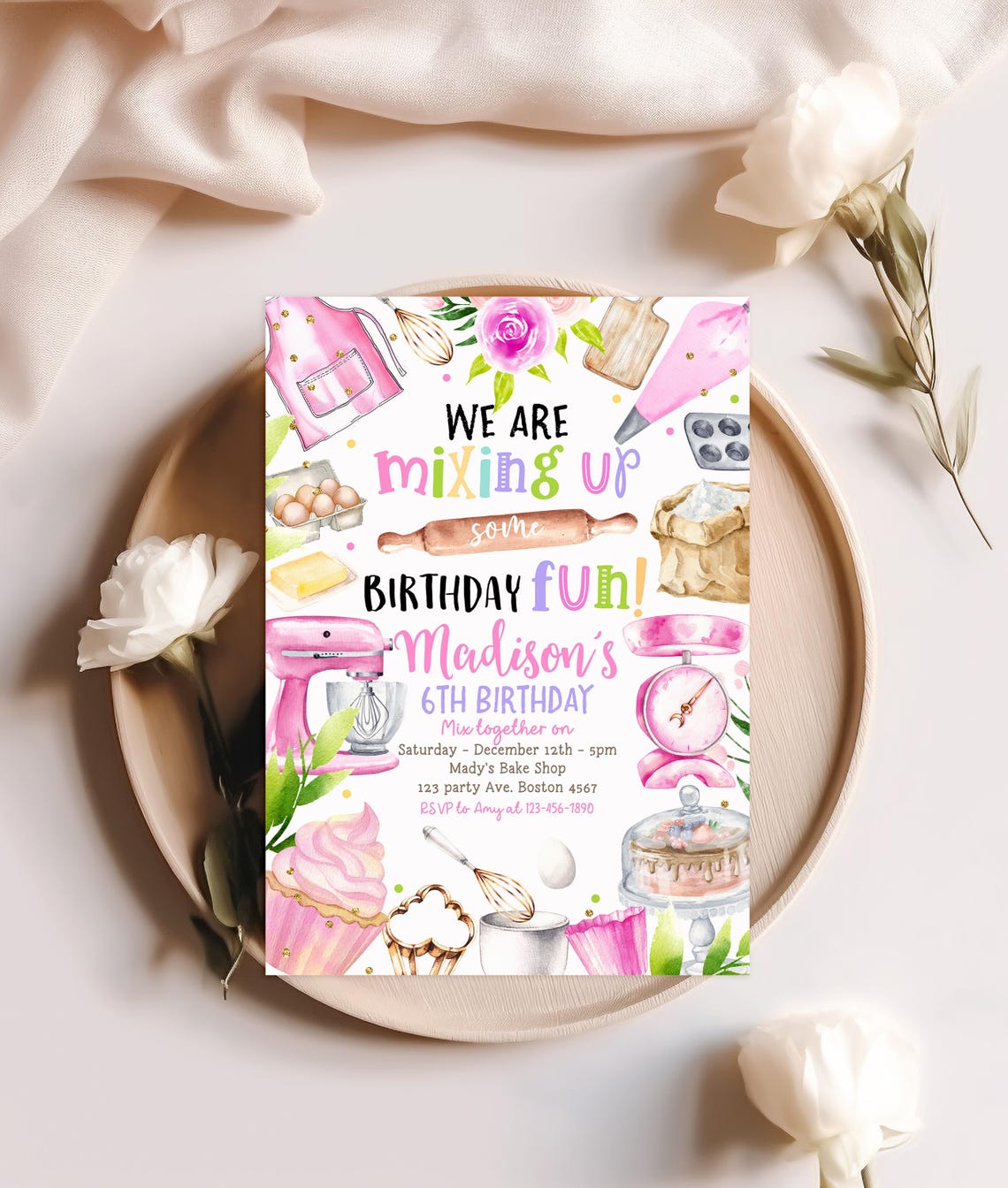 Editable Baking Birthday Invitation: Kitchen Party Invite (digital ...