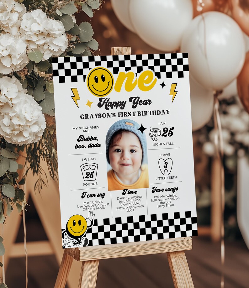 One Happy Dude 1st Birthday Milestone Sign (digital Download) - Etsy