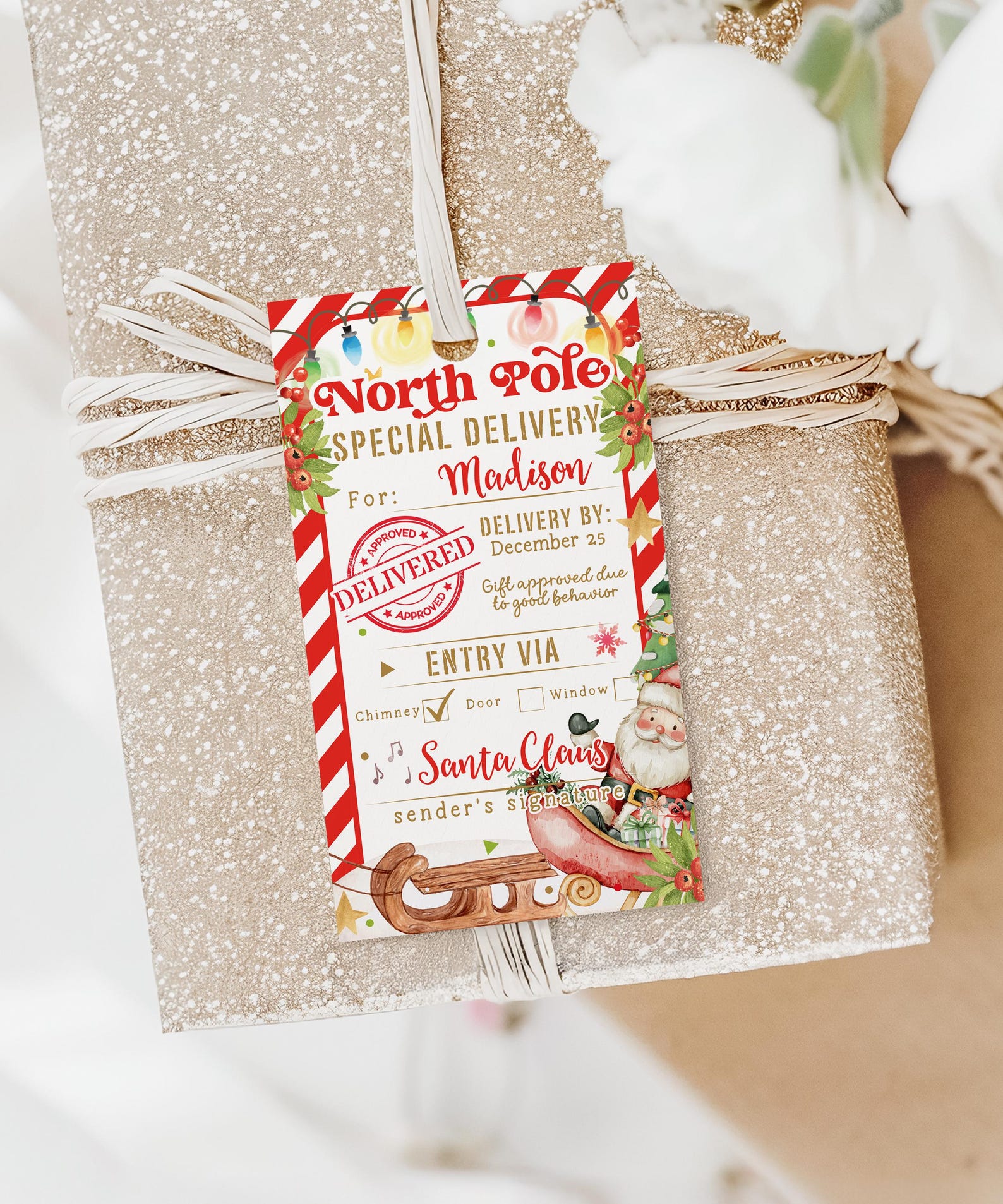 North Pole Special Delivery Gift Tags, Christmas Santa Gift Tags ...