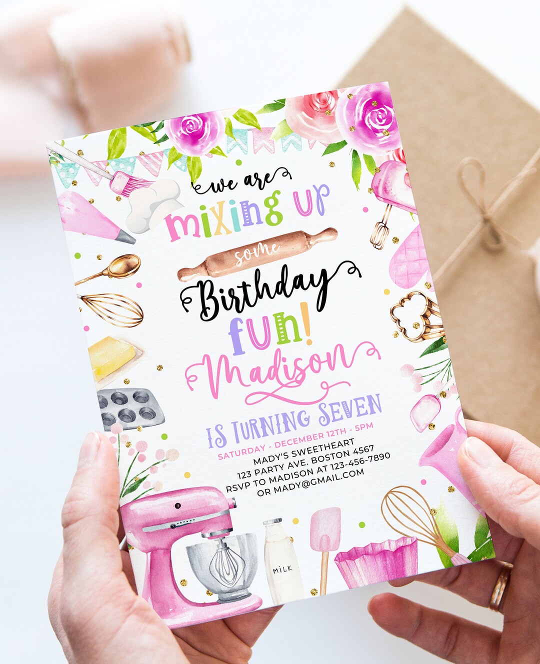 Editable Baking Birthday Invitation: Kitchen Party Invite (digital ...