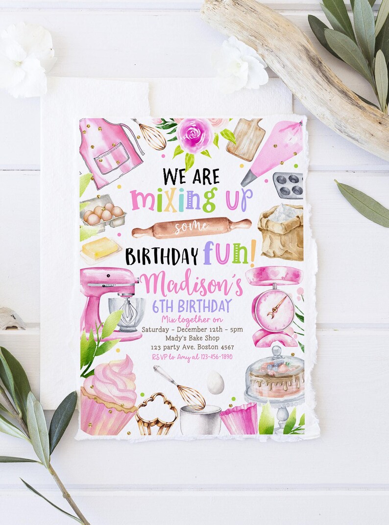Editable Baking Birthday Invitation: Kitchen Party Invite (digital ...
